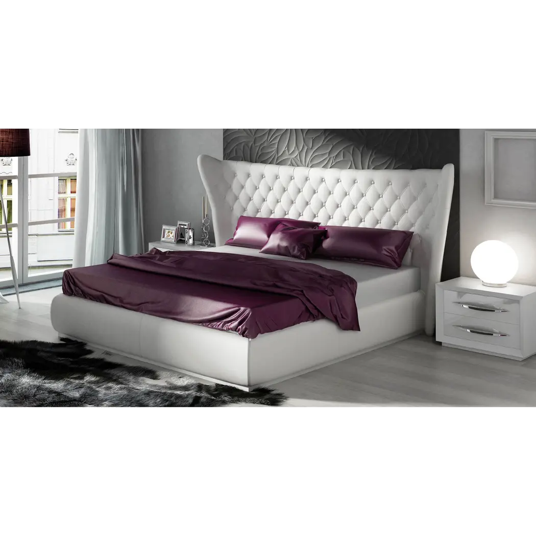 Miami Eco-Leather Platform Bed, White by Franco Furniture, Spain ...