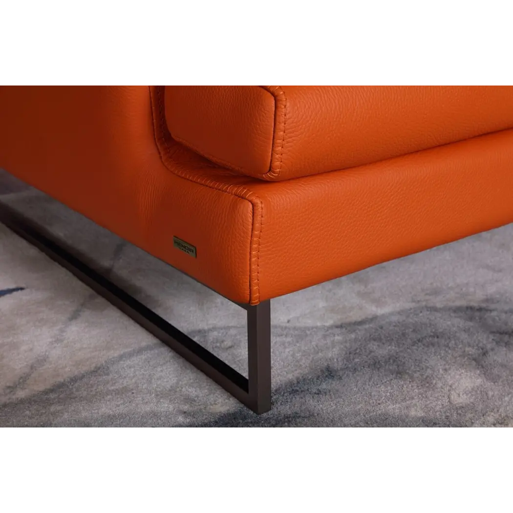 Meta Leather Modular Sectional w/Motion Backrest, Franco Orange by ...