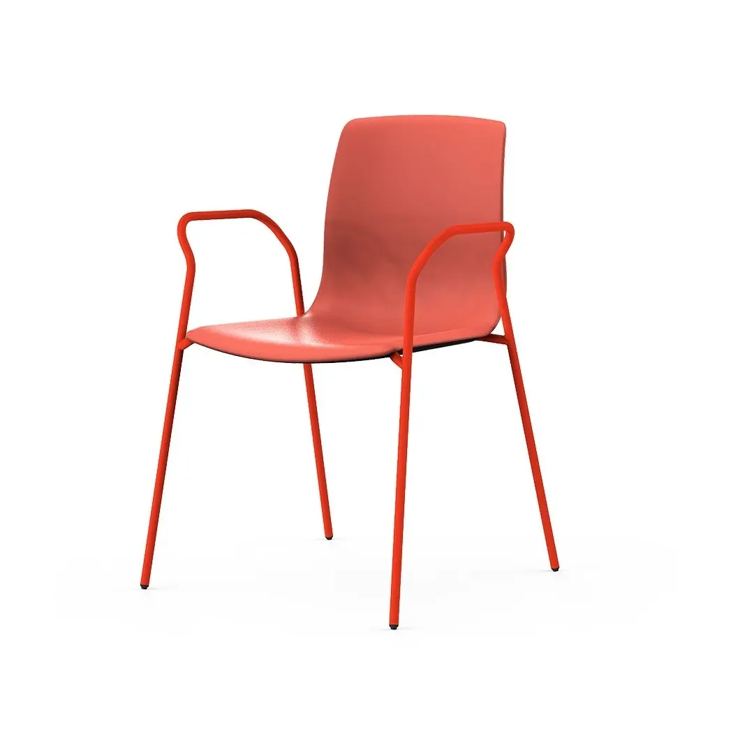 Noom 50 Polypropylene Stackable Chair w/Metal Legs & Closed Arms ...
