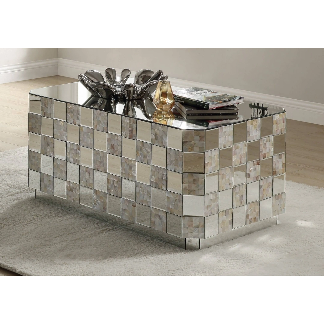Nasa Mirrored/Pearl Coffee Table by Acme Glam | Sohomod.com