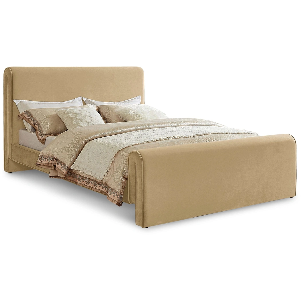 Sloan Velvet King Size Bed, Camel by Meridian Furniture
