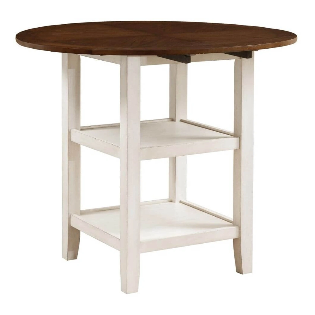Kiwi Rustic Round Wood Counter Height Table, White Wash/Dark Cherry by ...