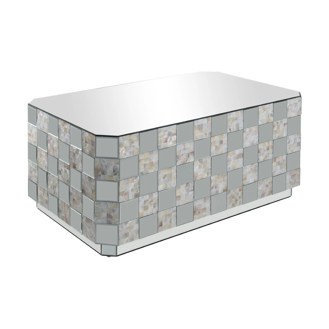 Nasa Mirrored/Pearl Coffee Table by Acme Glam | Sohomod.com