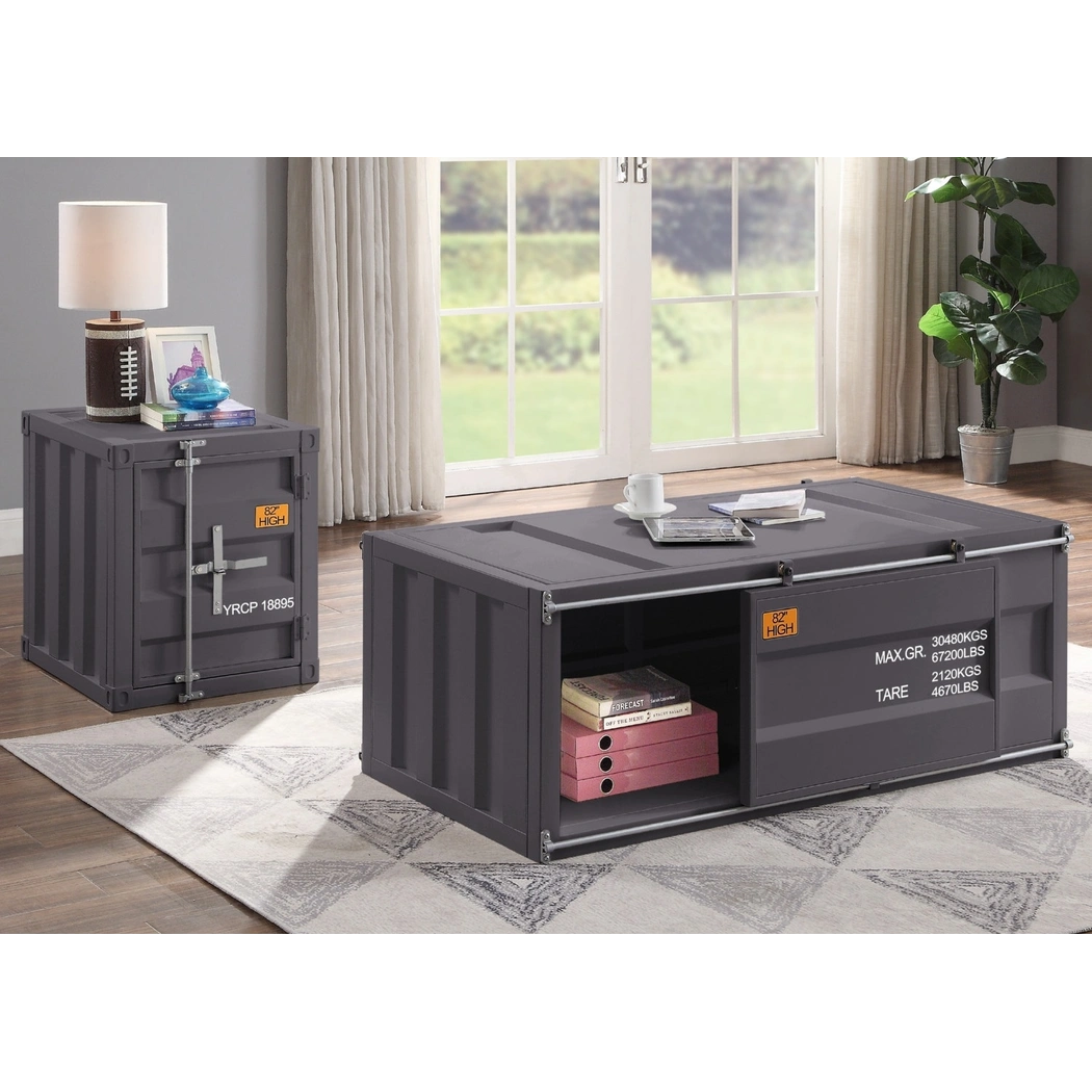 Cargo Metal Rectangular Coffee Table w/Sliding Door by ACME | Sohomod.com