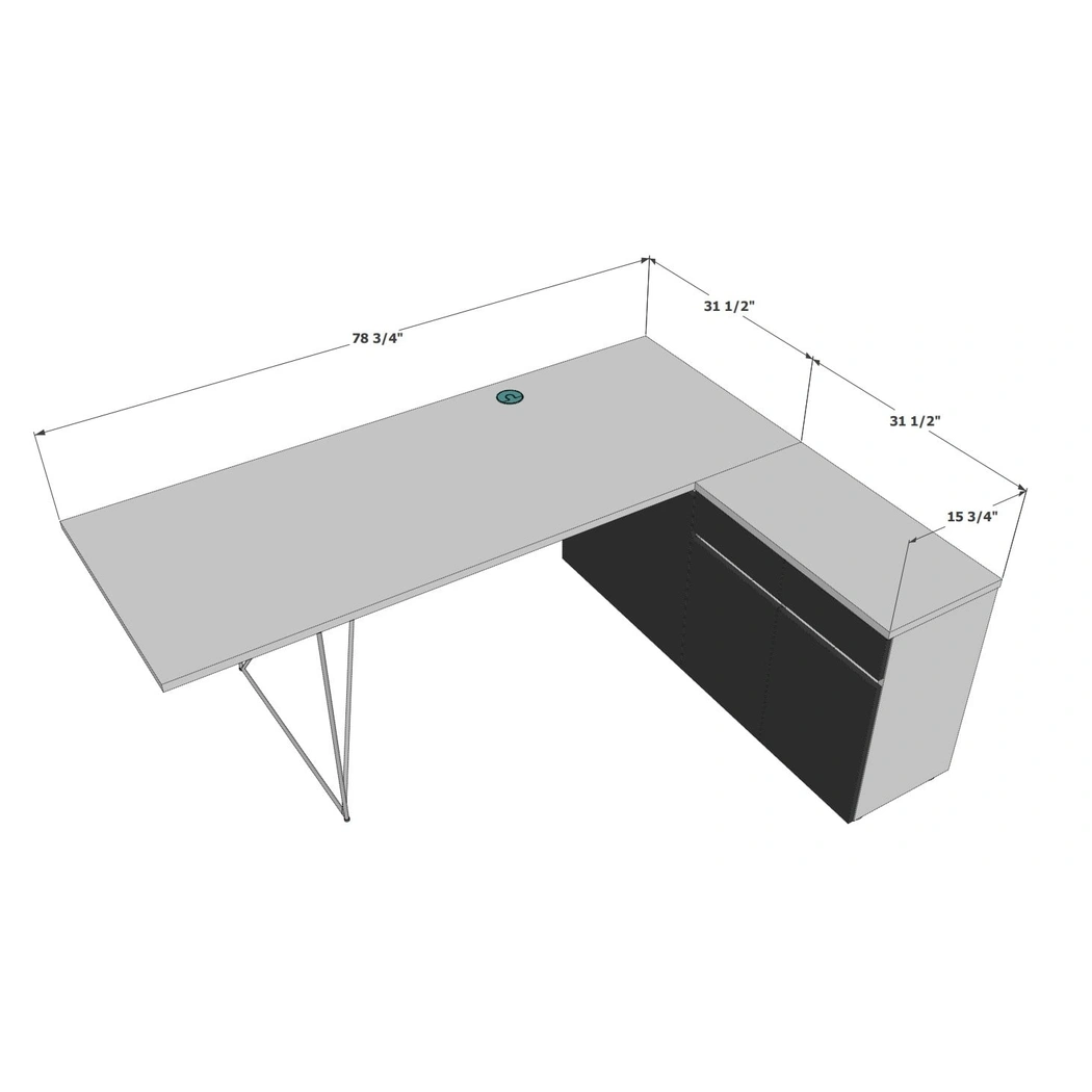 Air Office Desk w/Extended Top & Right Cabinet