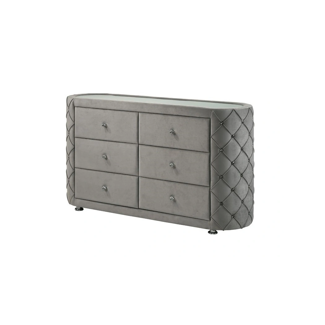 Perine Fabric/Wood Tufted Double Dresser w/6 Drawers by ACME