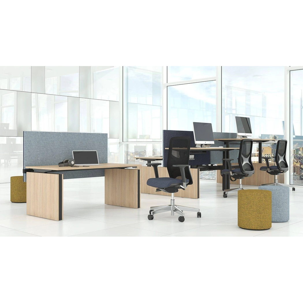 Motion 62.9 Electric Adjustable Office Desk w/3 Level Columns and Panel ...