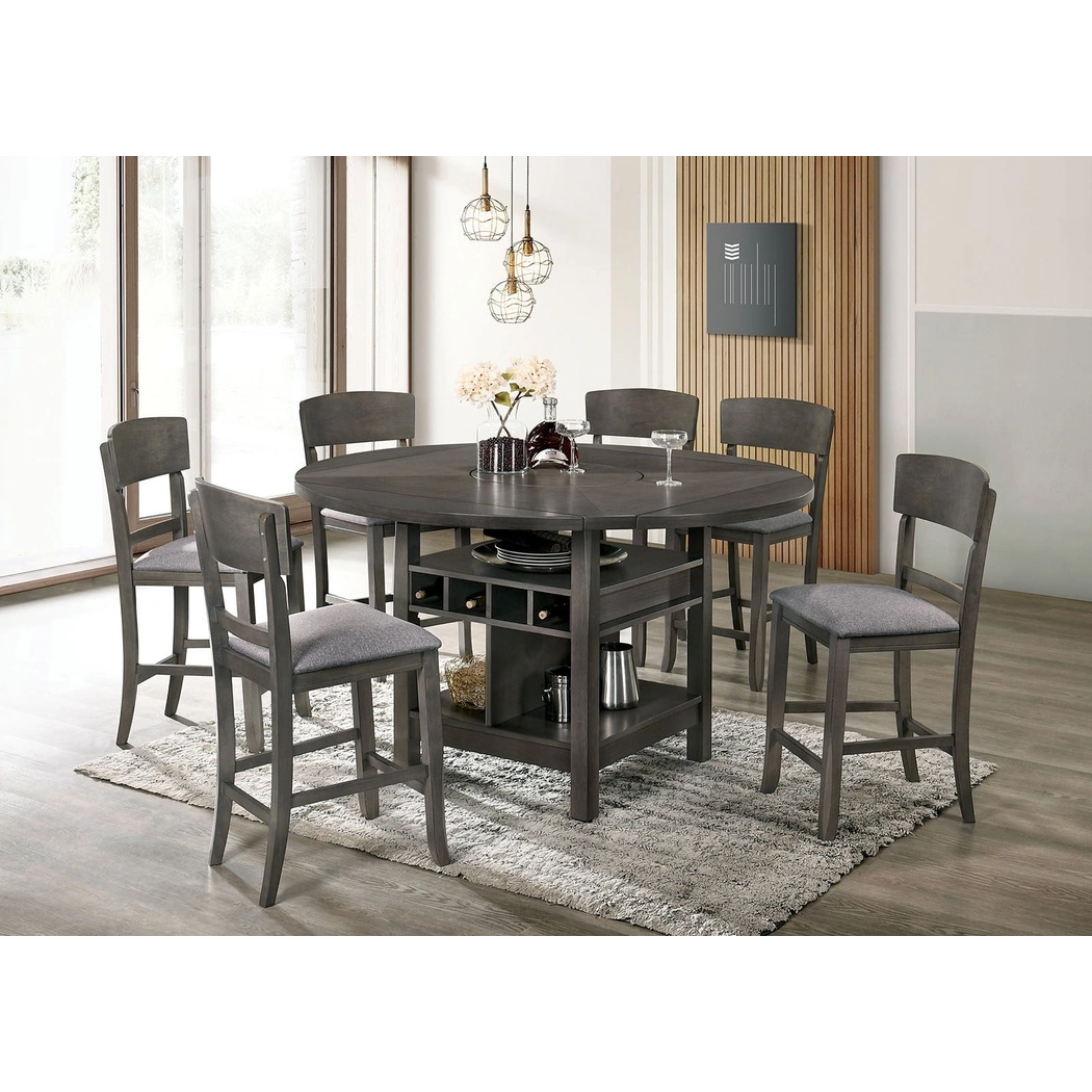 Stacie Wood Round Counter Height Dining Set w/Wine Rack by Furniture of ...