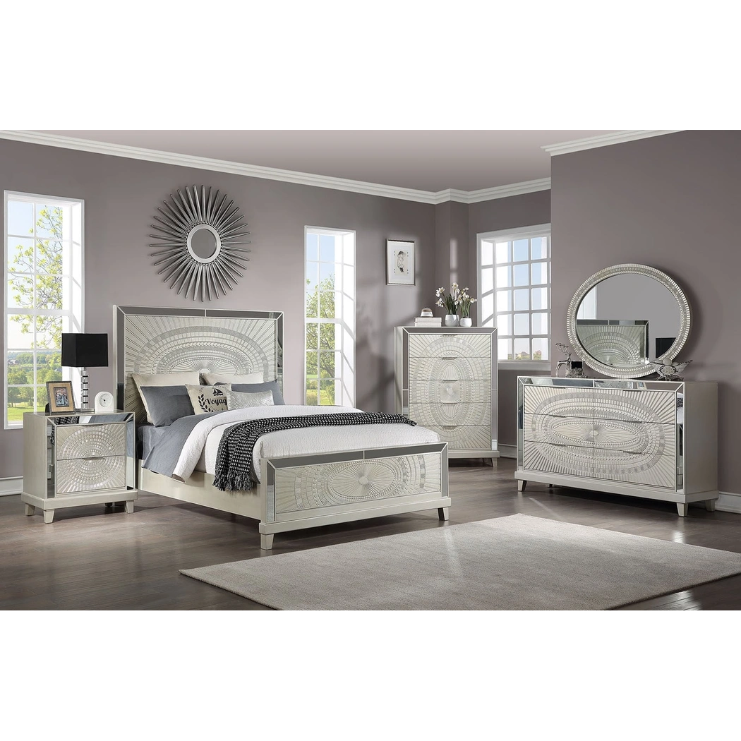 Valletta Polyresin/Mirror/Wood Panel Bedroom Set by Furniture of America
