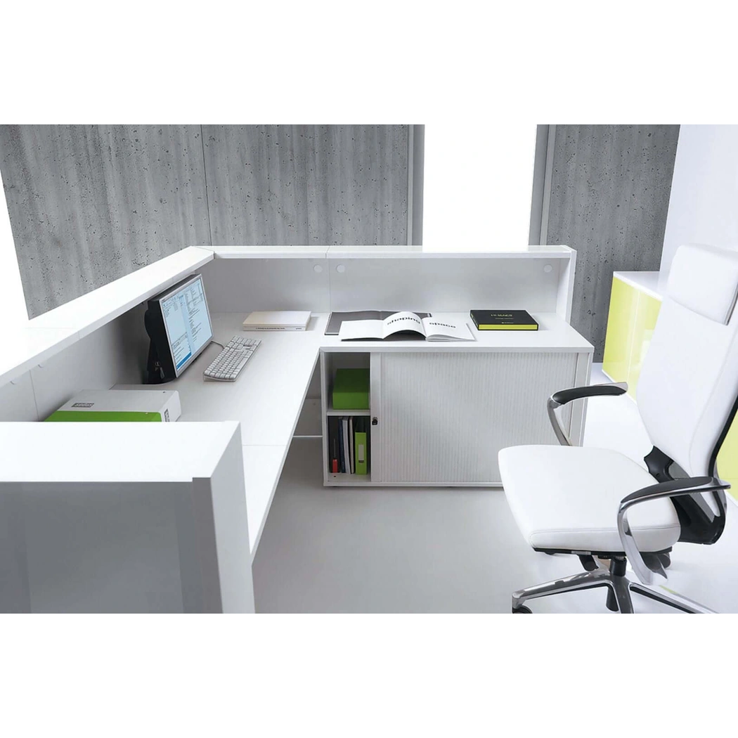 LINEA Straight Glass Reception Desk w/LED Light by MDD Office Furniture ...