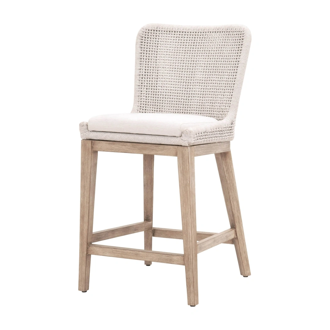 Mesh Counter Stool, White Speckle Flat Rope & Natural Gray Mahogany by ...