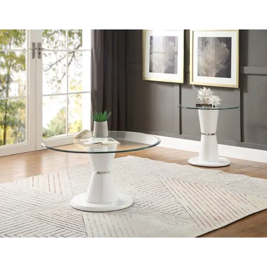 Kavi Glass/Wood Round Coffee Table by ACME | Sohomod.com