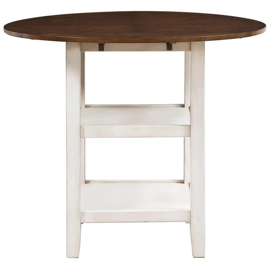 Kiwi Rustic Round Wood Counter Height Table, White Wash/Dark Cherry by ...