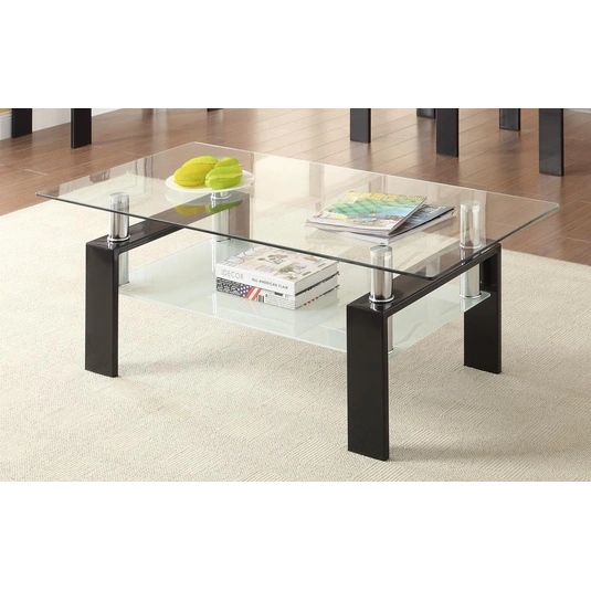 Buy Dyer Tempered Glass Rectangular Coffee Table with Shelf by | Sohomod.com