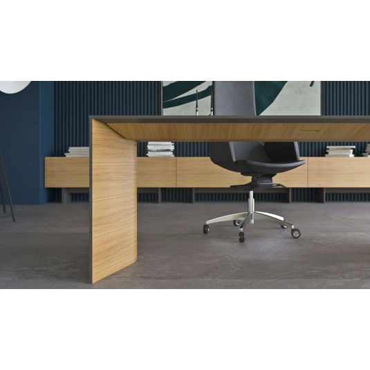 Move 78.7 Executive Fixed Desk w/Built-in Power Socket Block, Grommet ...